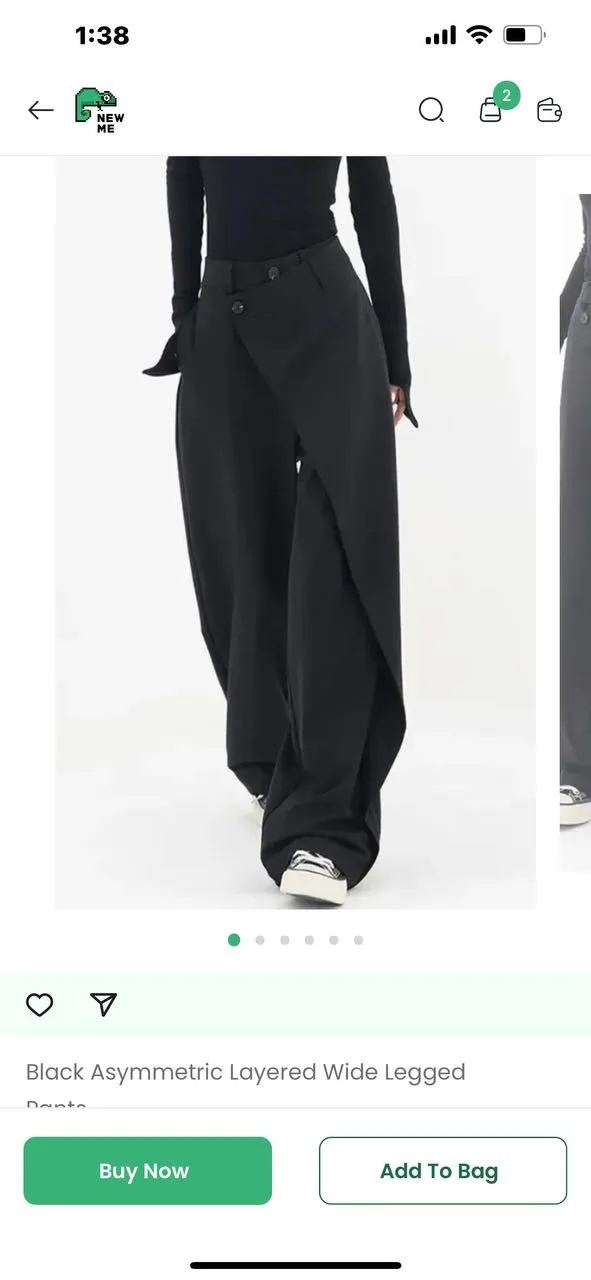 Black Asymmetric Layered Wide Legged Pants - newme