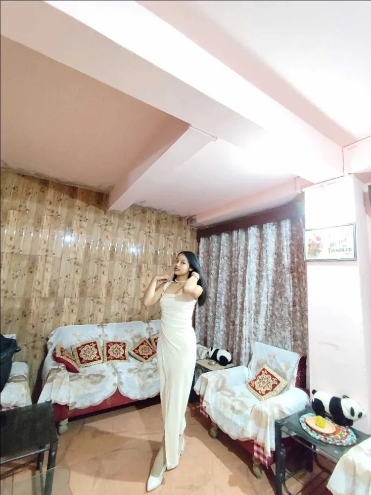 Beige Draped Square Neck Dress - NEWME