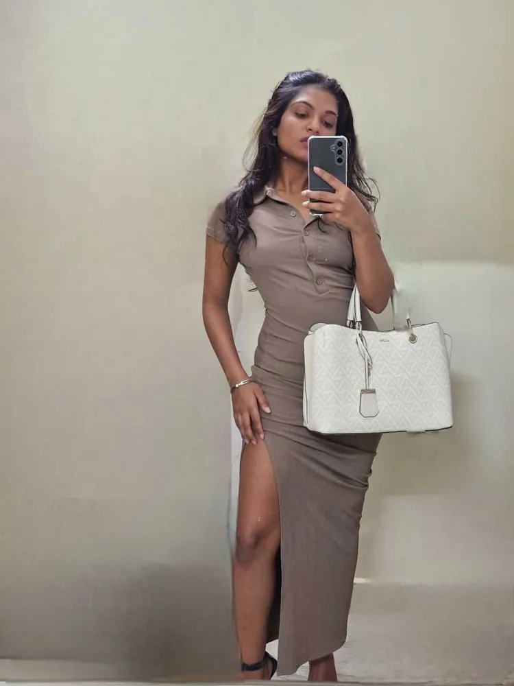 Solid Slit Ribbed Dress - newme