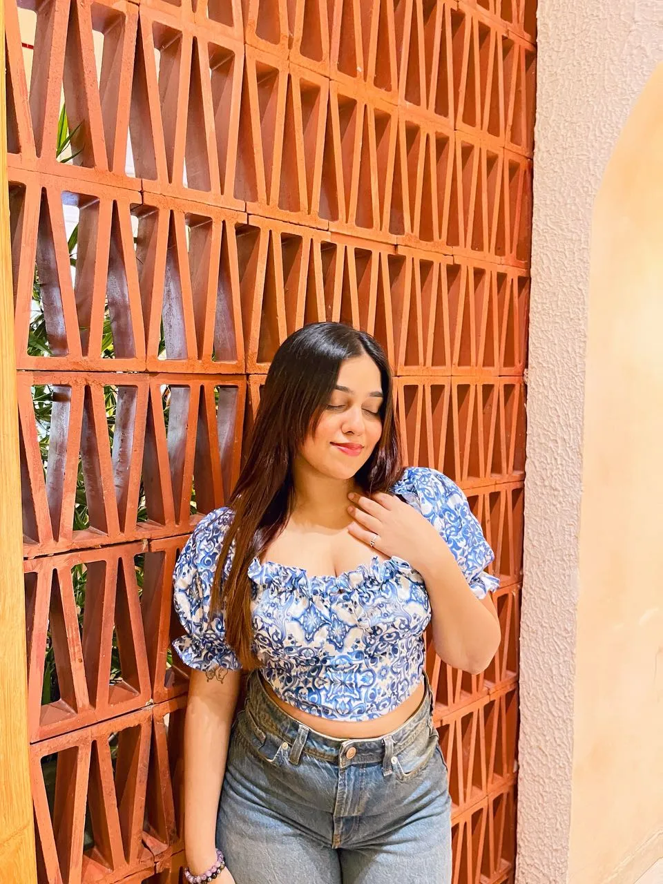 Printed Puff Sleeve Crop Top Newme