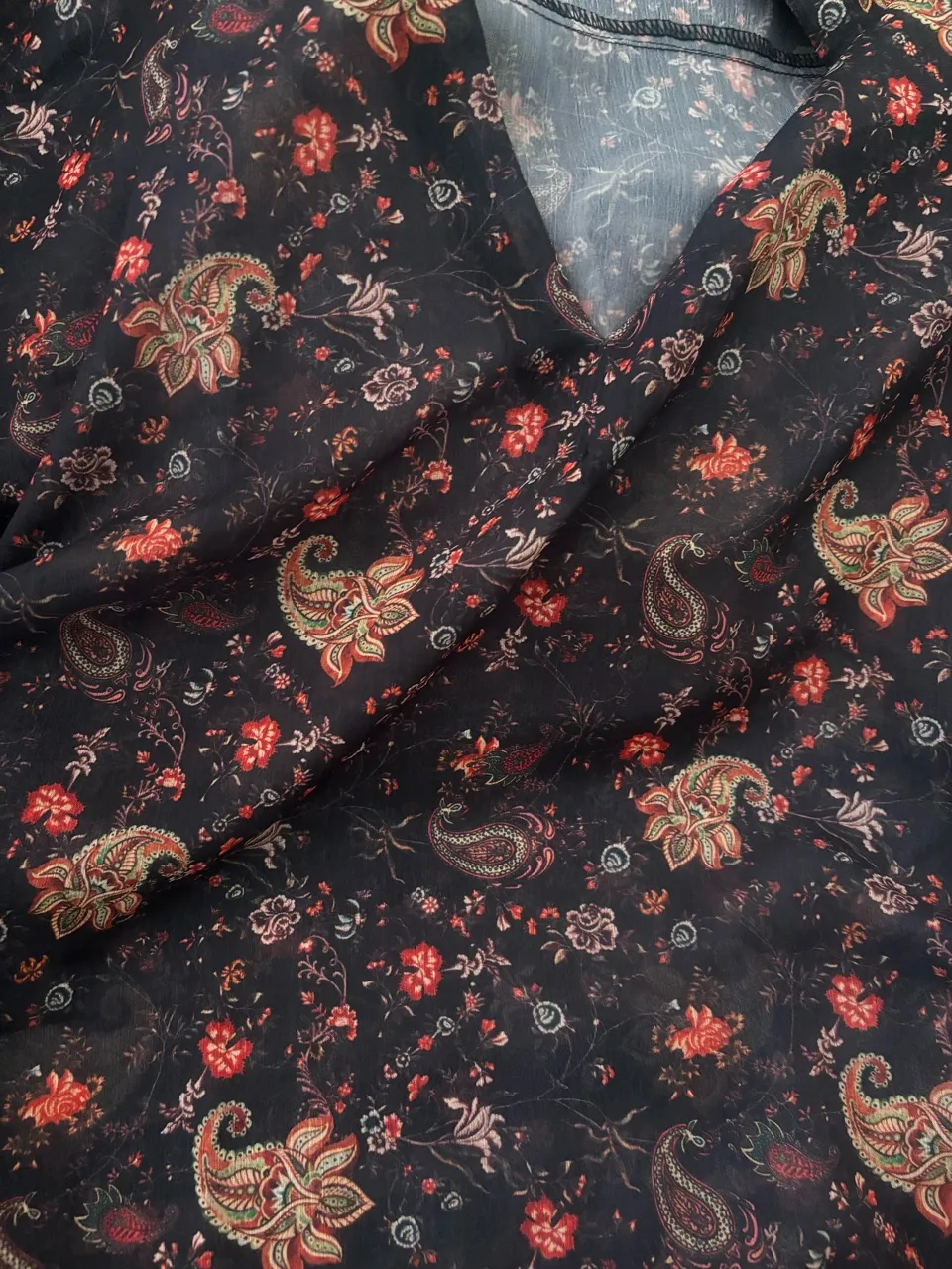 Printed Mesh Long Sleeve Top - newme