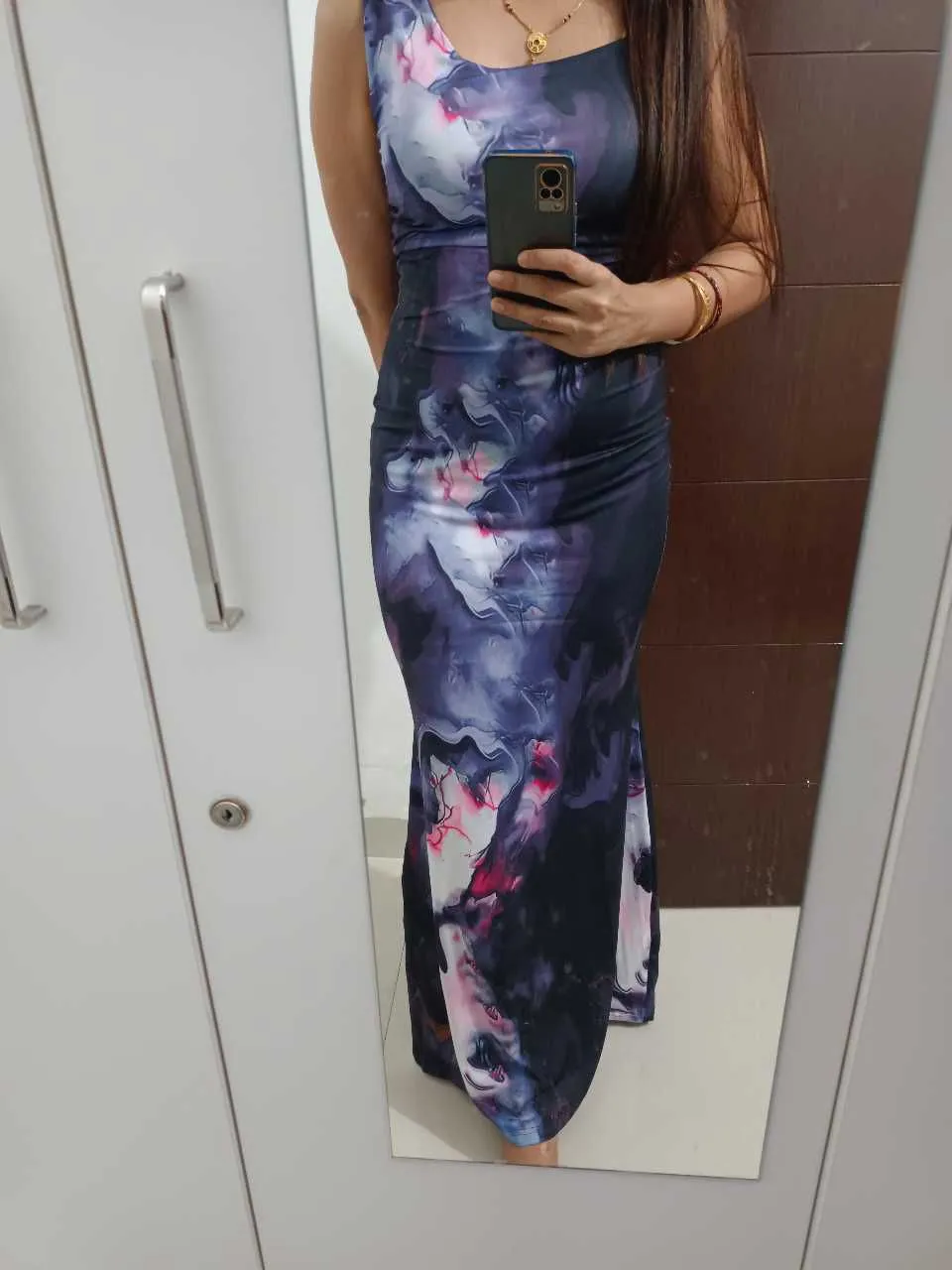 Marble Printed Maxi Dress - newme