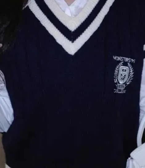 Striped Neck College Style Sweater - NEWME