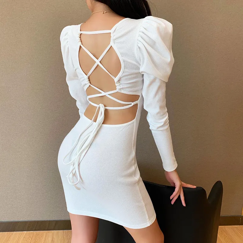 Long-sleeved Slim Dress - newme