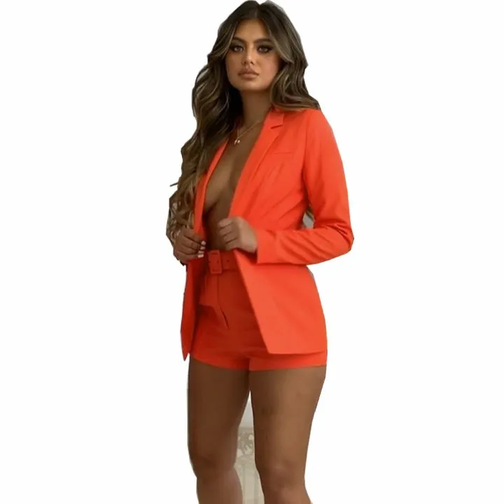 Colored Blazer Skirt Set - NEWME