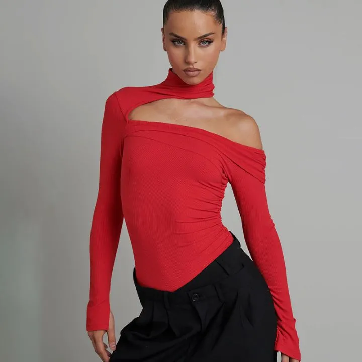 Cut Out High Neck Bodysuit - NEWME