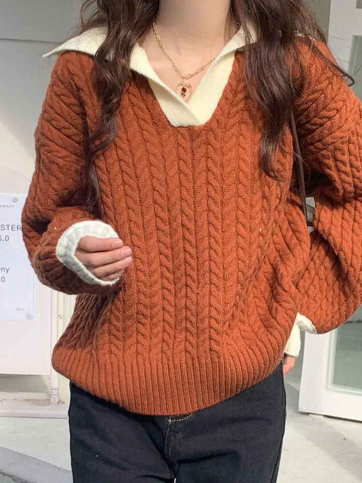 Collared Oversized Sweater - NEWME