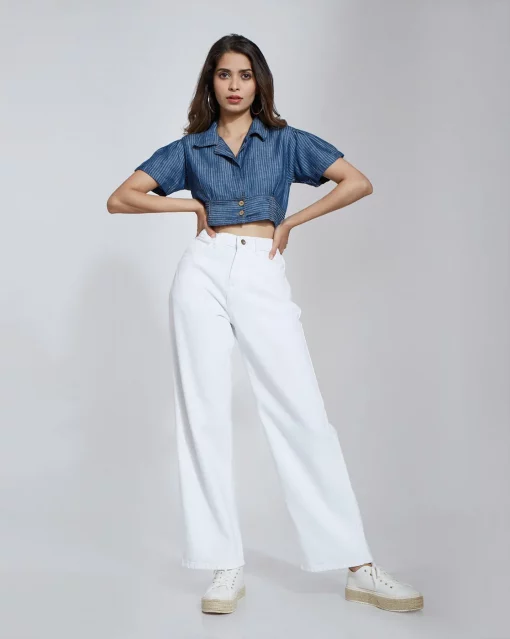 Straight Fit White Denim - newme
