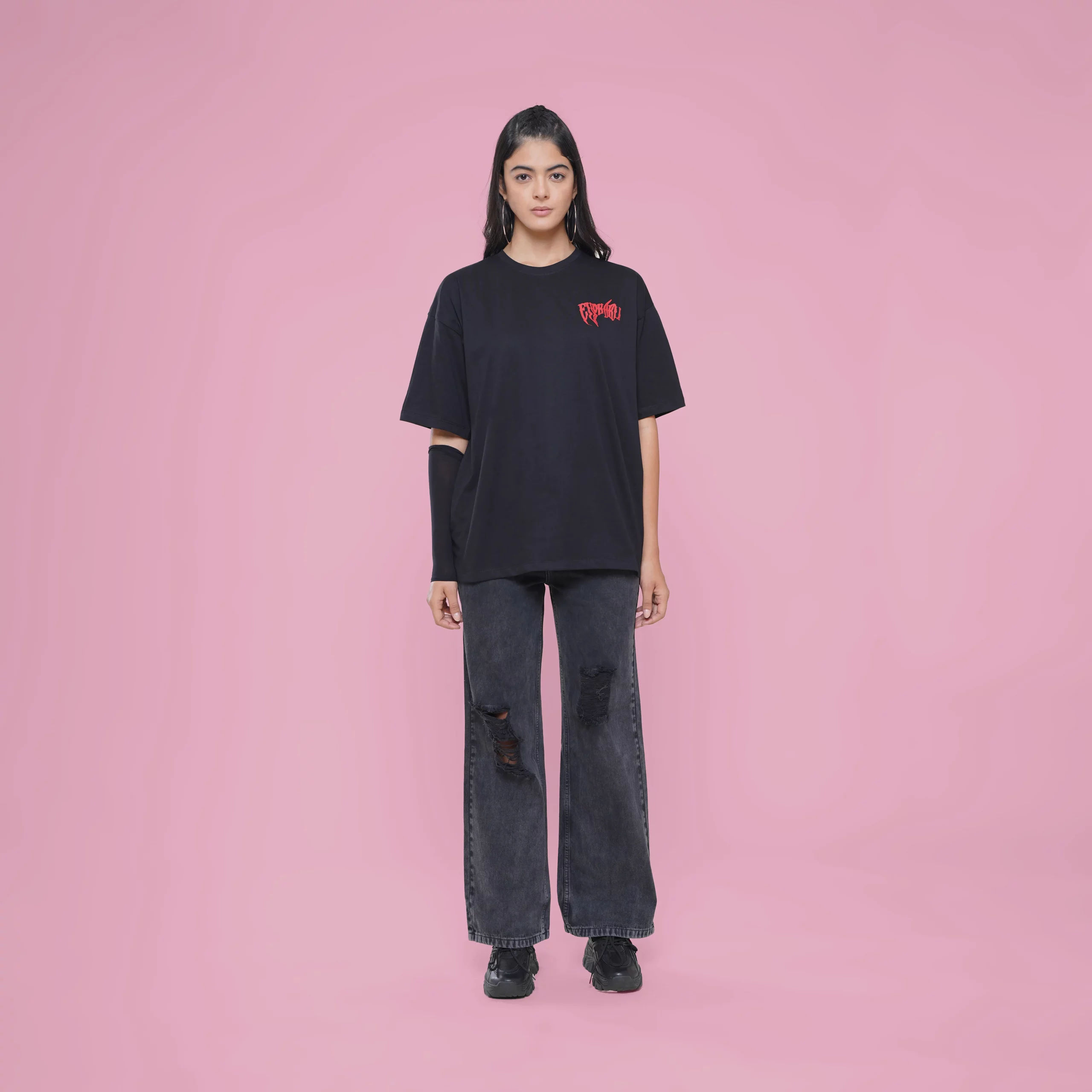 Back Print Oversized Graphic T-shirt - newme