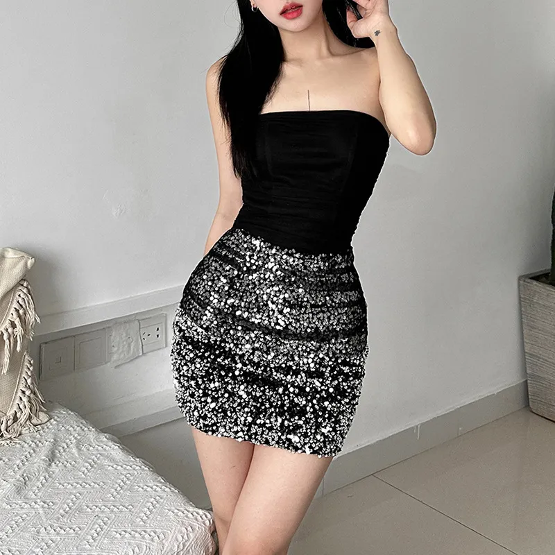 Solid Shiny Mini Dress - NEWME