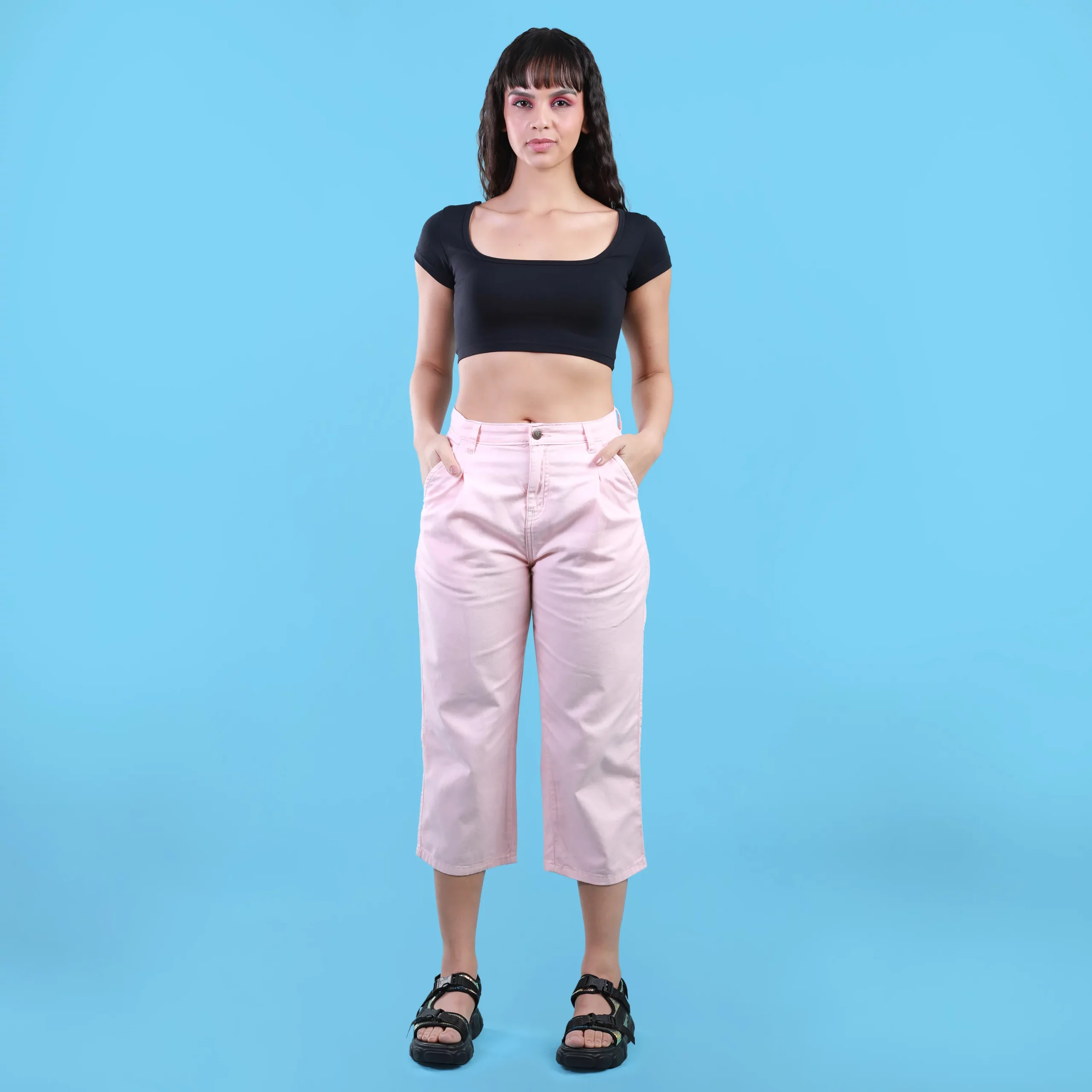 Pink Cropped Trousers - NEWME