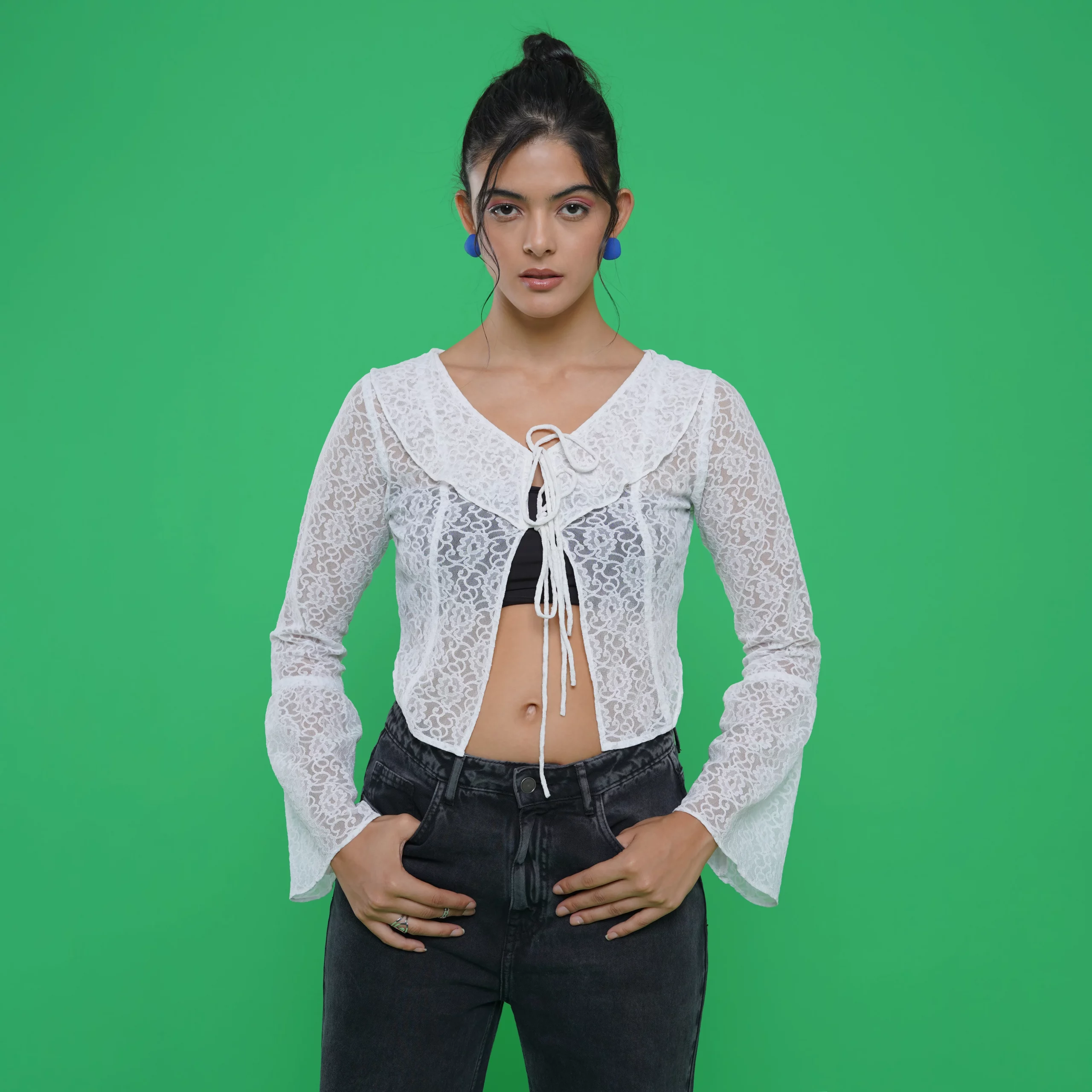 Bell Sleeve Lace Top Newme