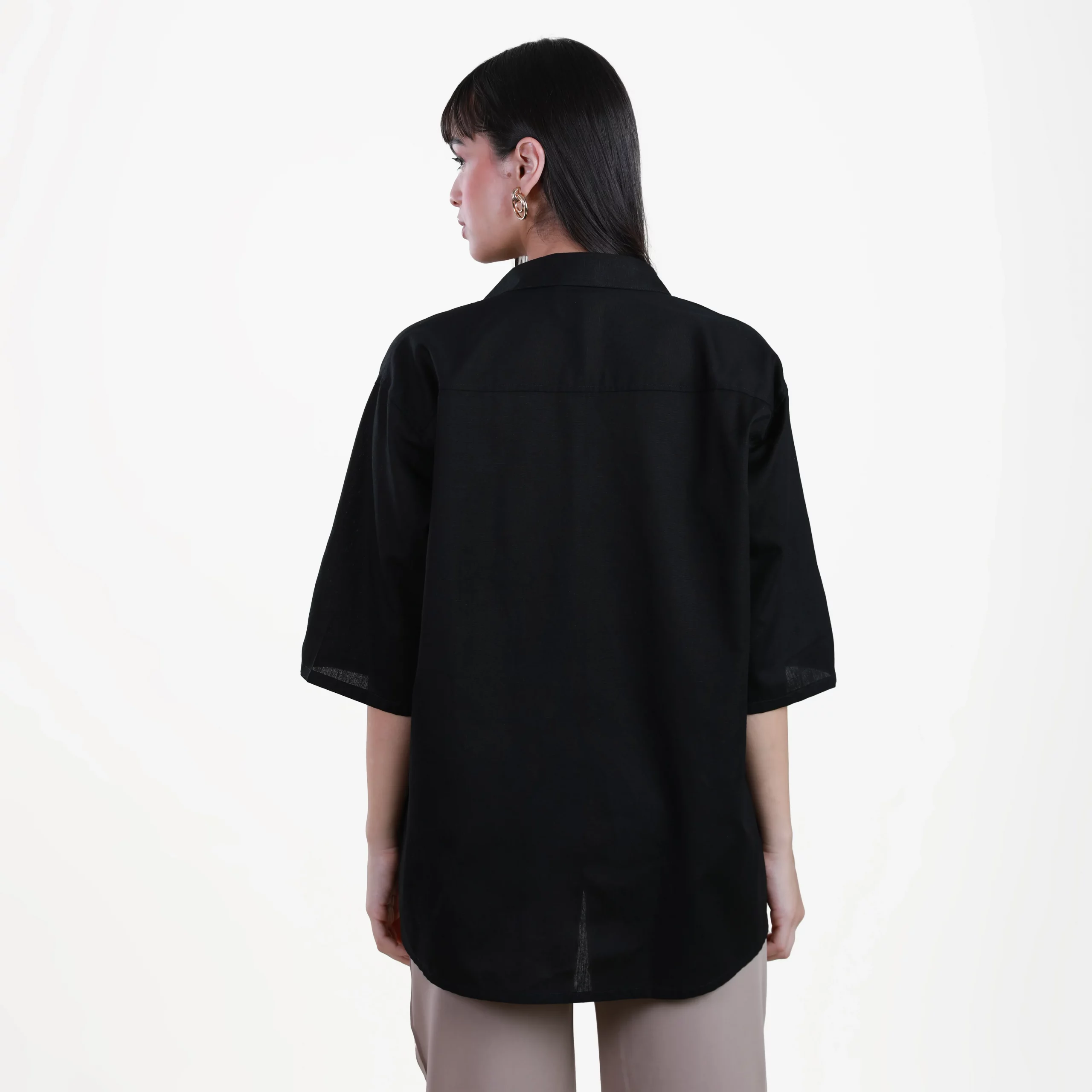 Solid Oversized Shirt - newme