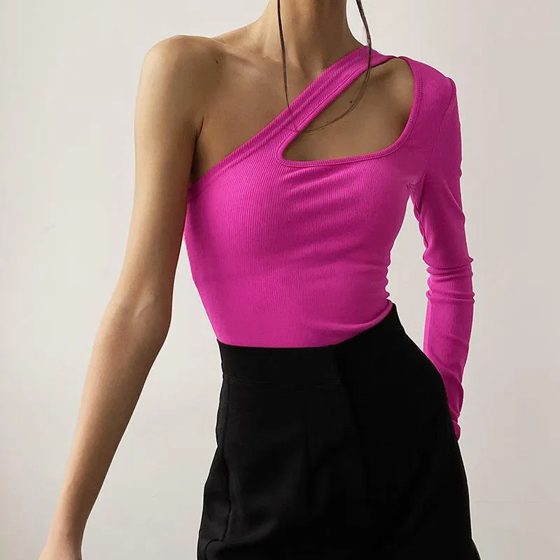 Solid One Shoulder Top - NEWME