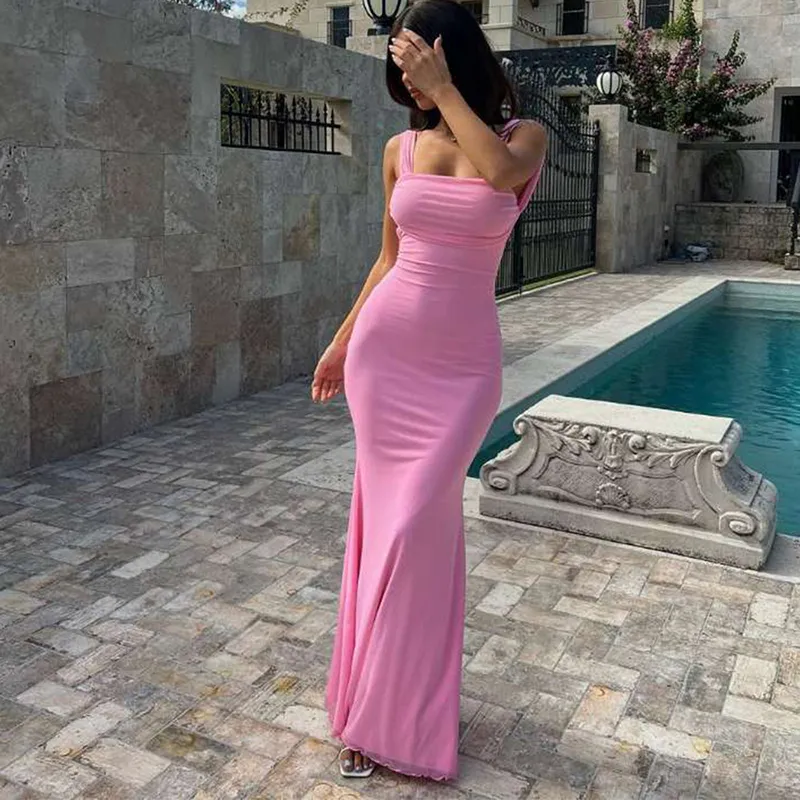 Solid Bodycon Maxi Dress - NEWME