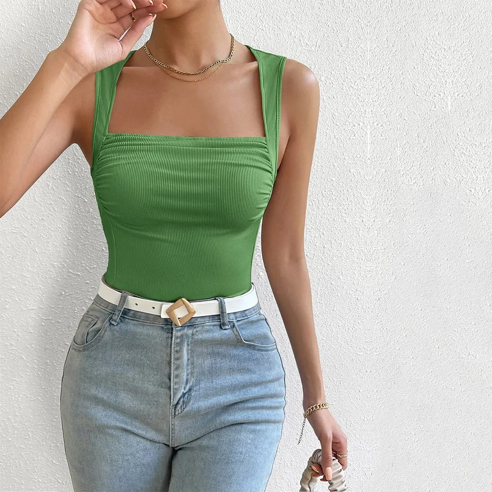 Ribbed Square Neck Top - NEWME