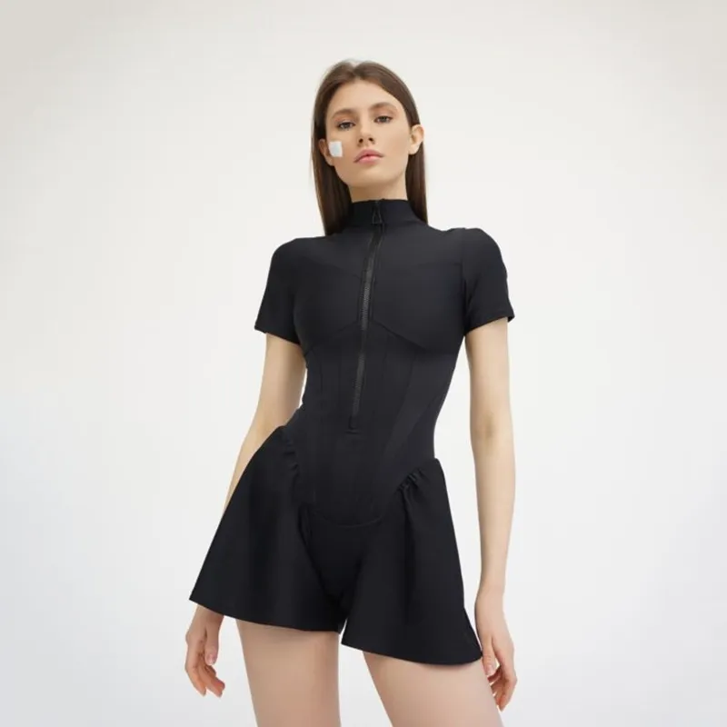 Solid Collared Playsuit - NEWME