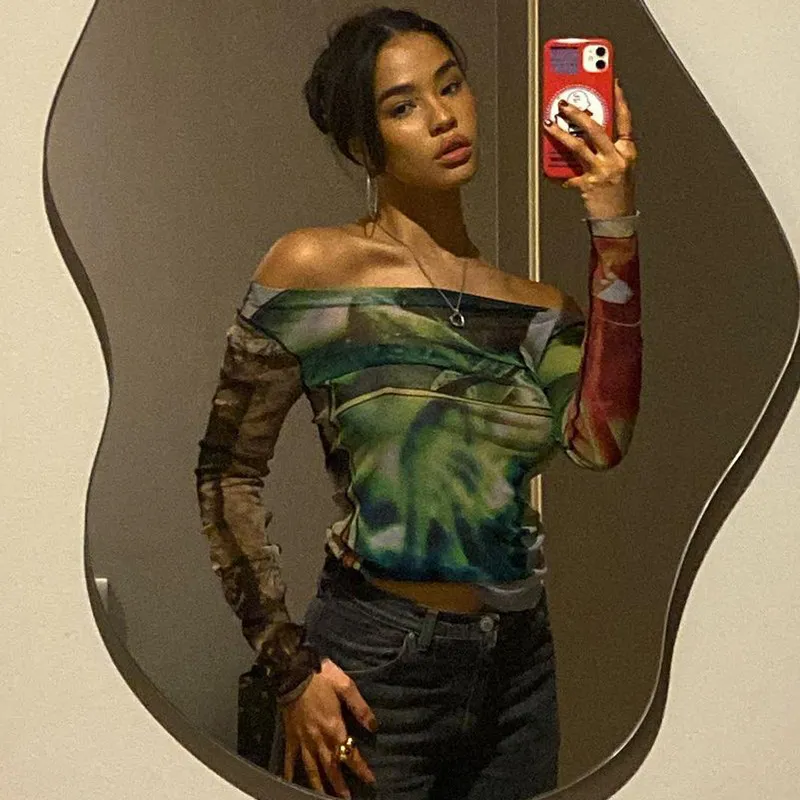 Semi Sheer Butterfly Crop Top - newme