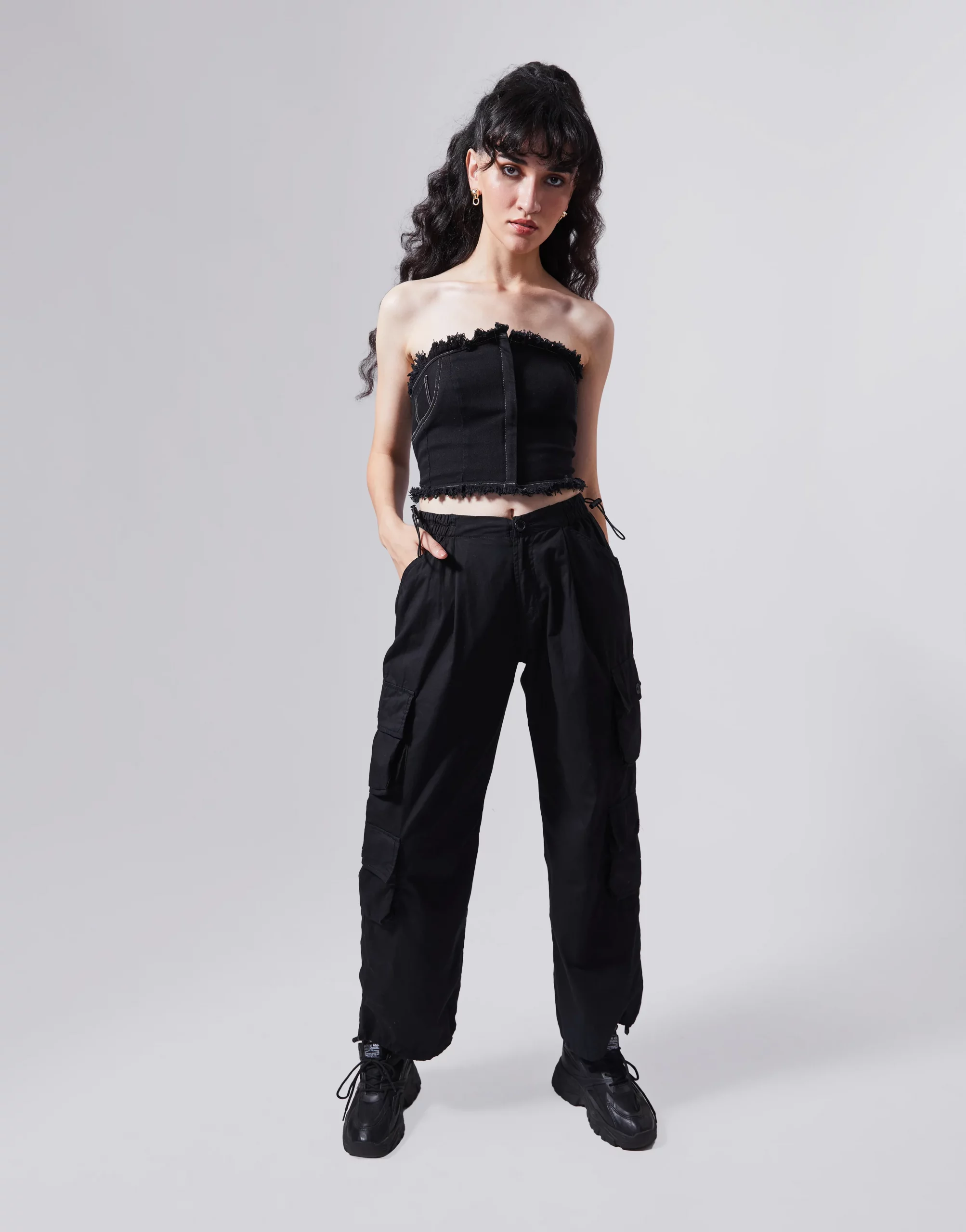 Denim Tube Top With Cutout Jeans Set - NEWME