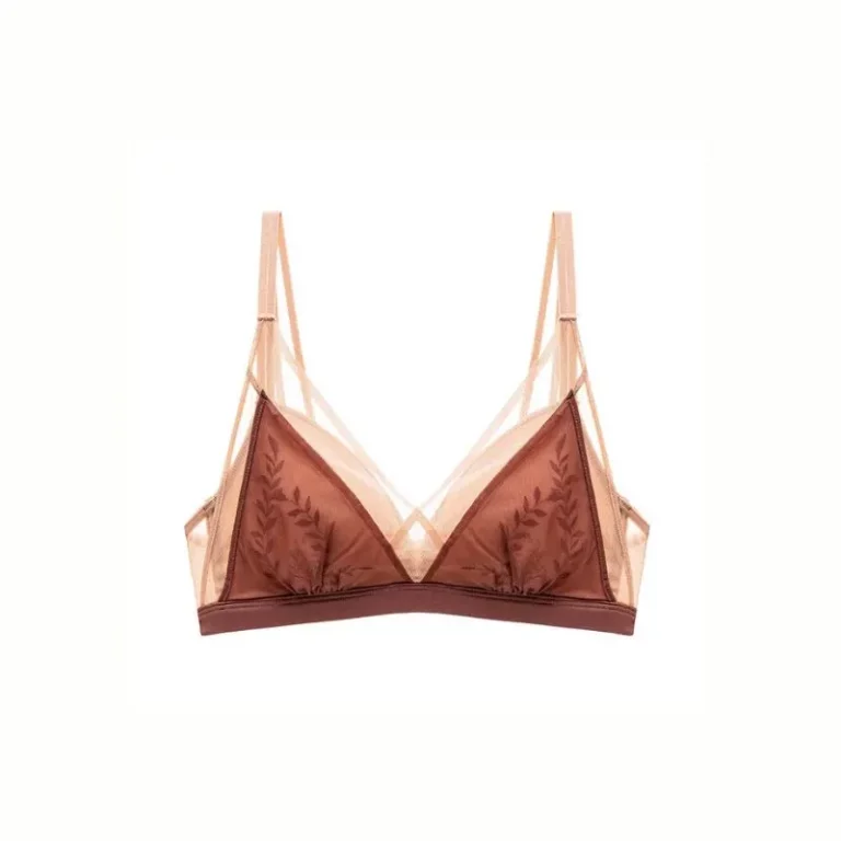 Embroidered Triangular Cup Lace Bra - NEWME