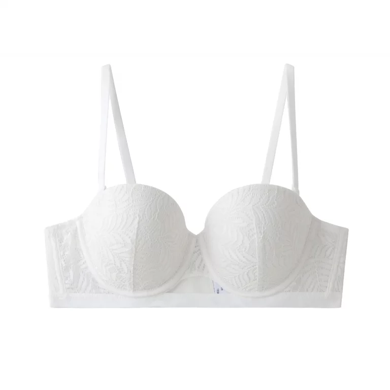 White Lace Full-Coverage wired back closure Bra - NEWME