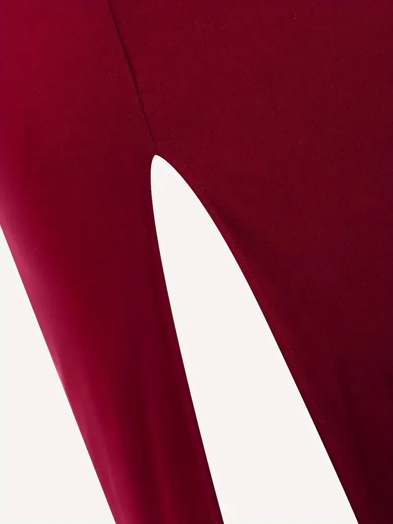 Square Neck Slit Maxi Dress - newme