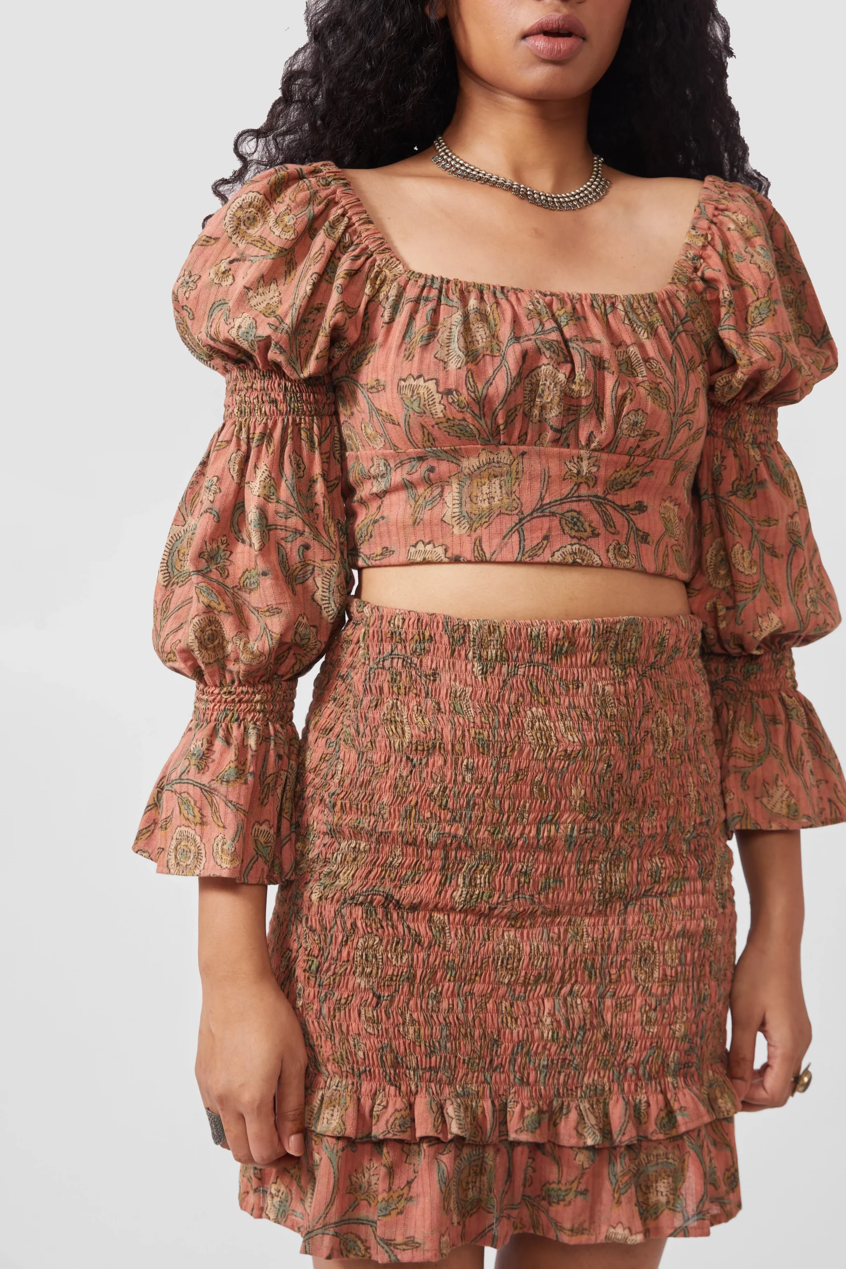 floral-long-puff-sleeve-crop-top-and-mini-skirt-set-newme