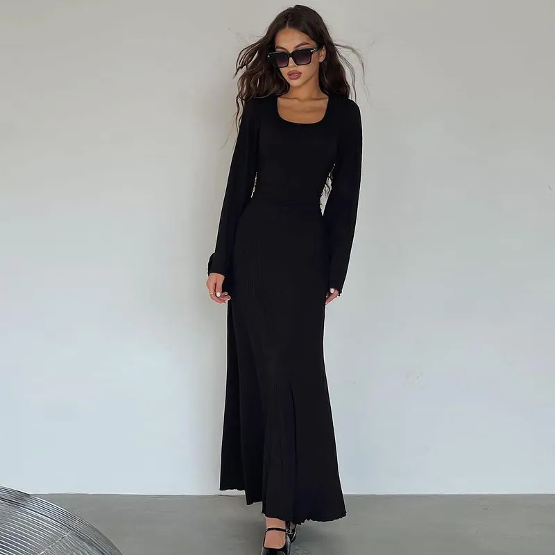 Bell Sleeves Solid Maxi Dress - NEWME