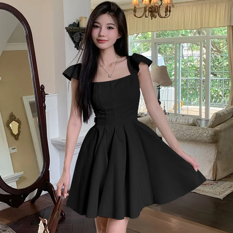 Ruffle Trim A-Line Pleated Dress - NEWME