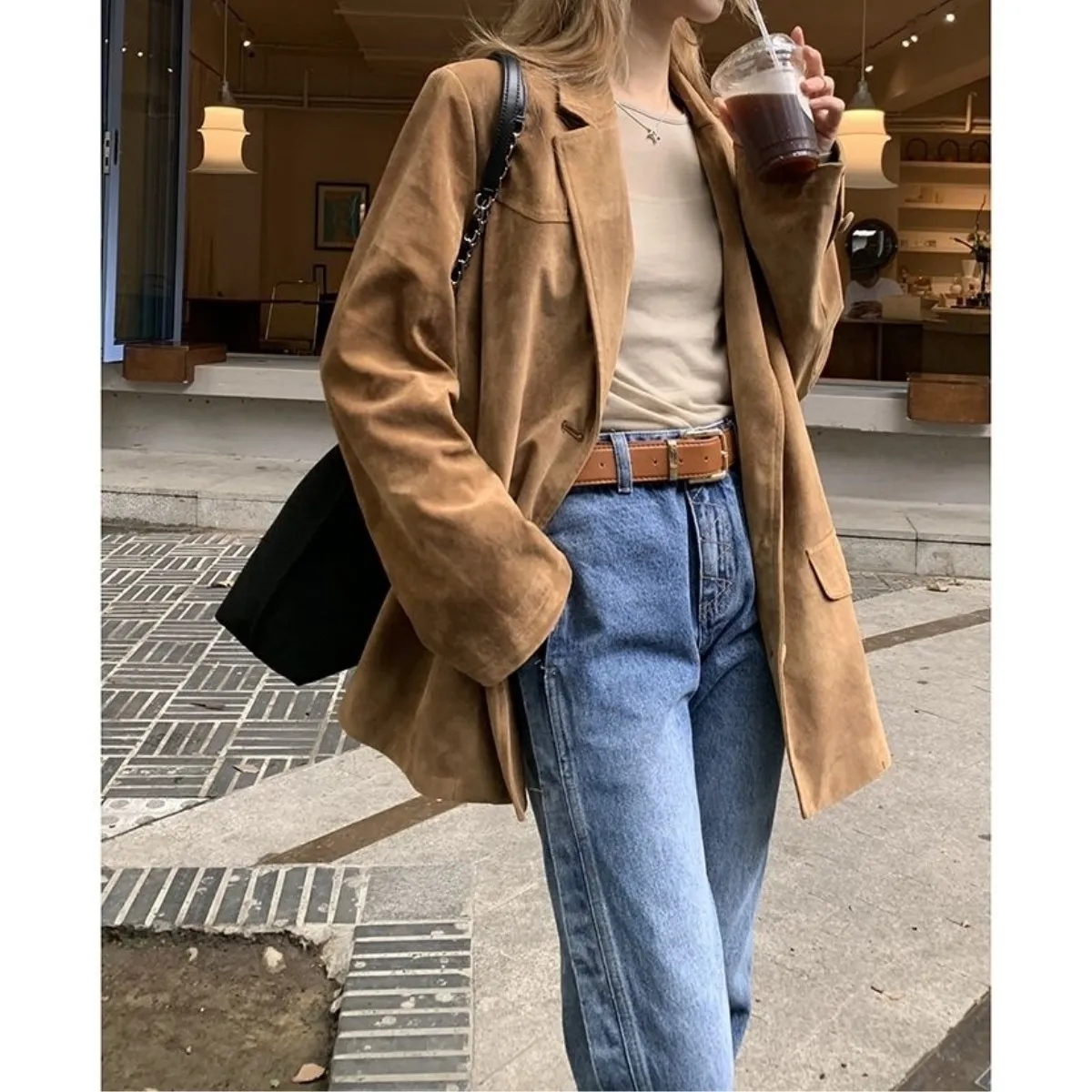 Suede Leather Soft Blazer - NEWME