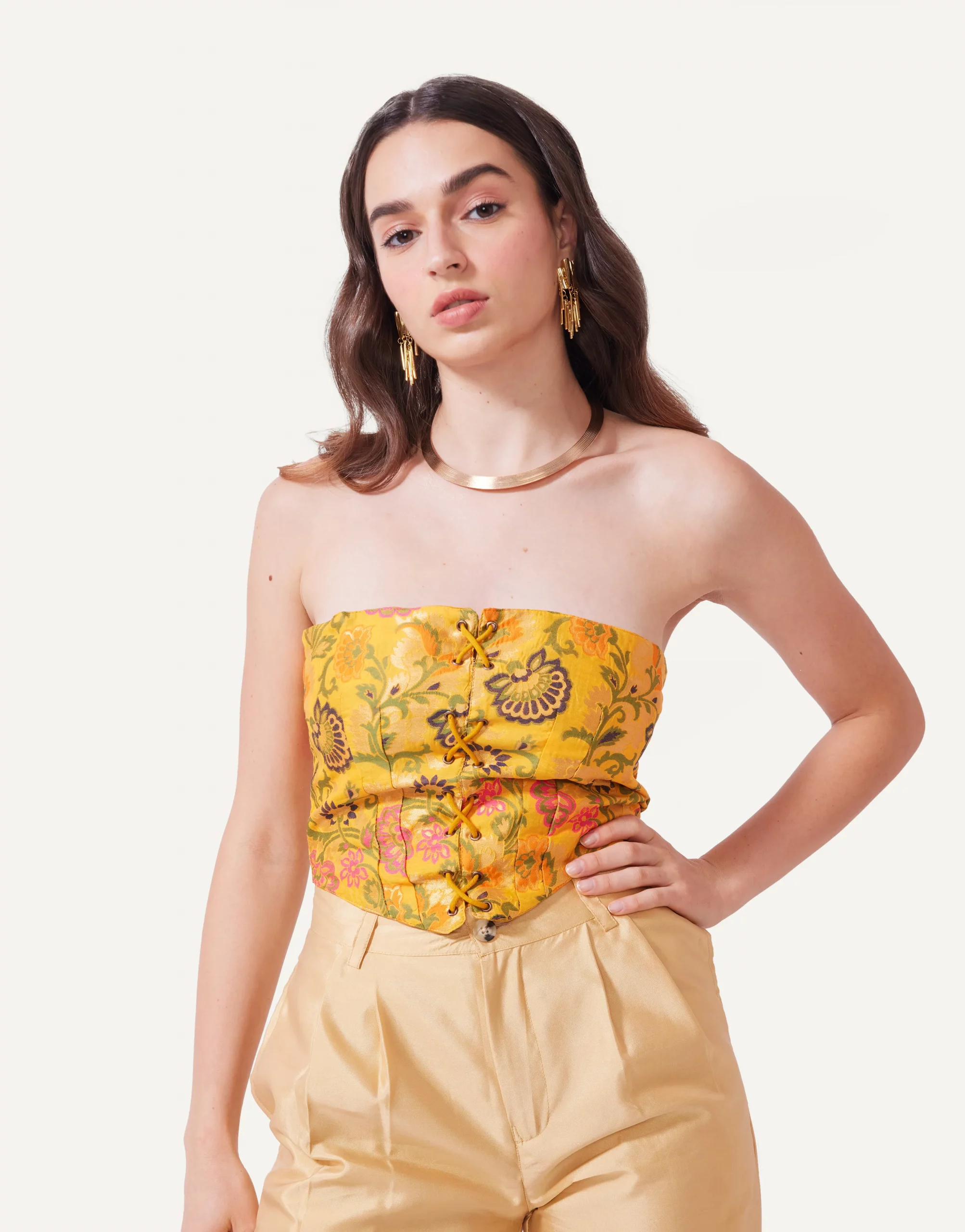 Brocade Tube Crop Top - NEWME