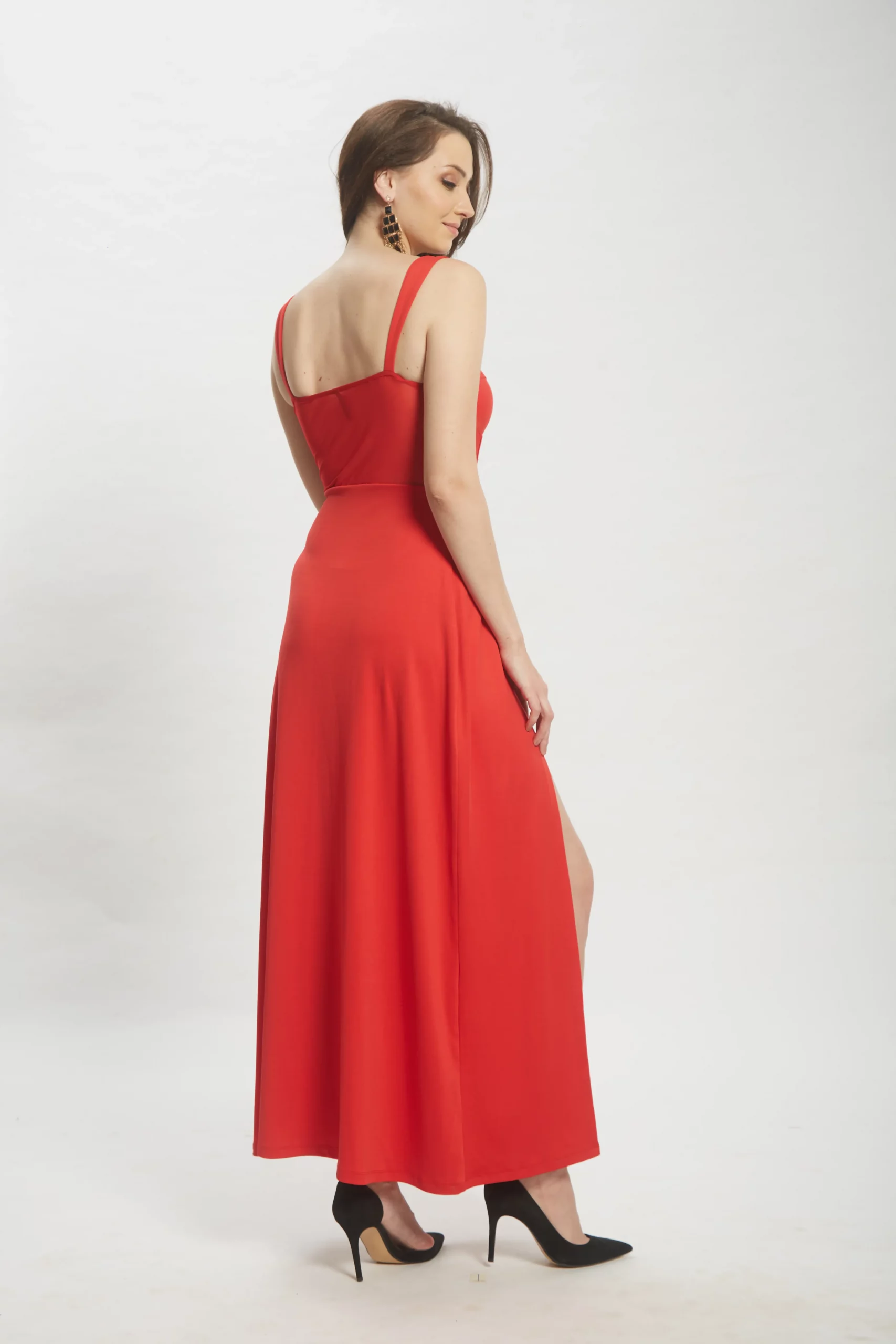 Red High Slit Dress - newme