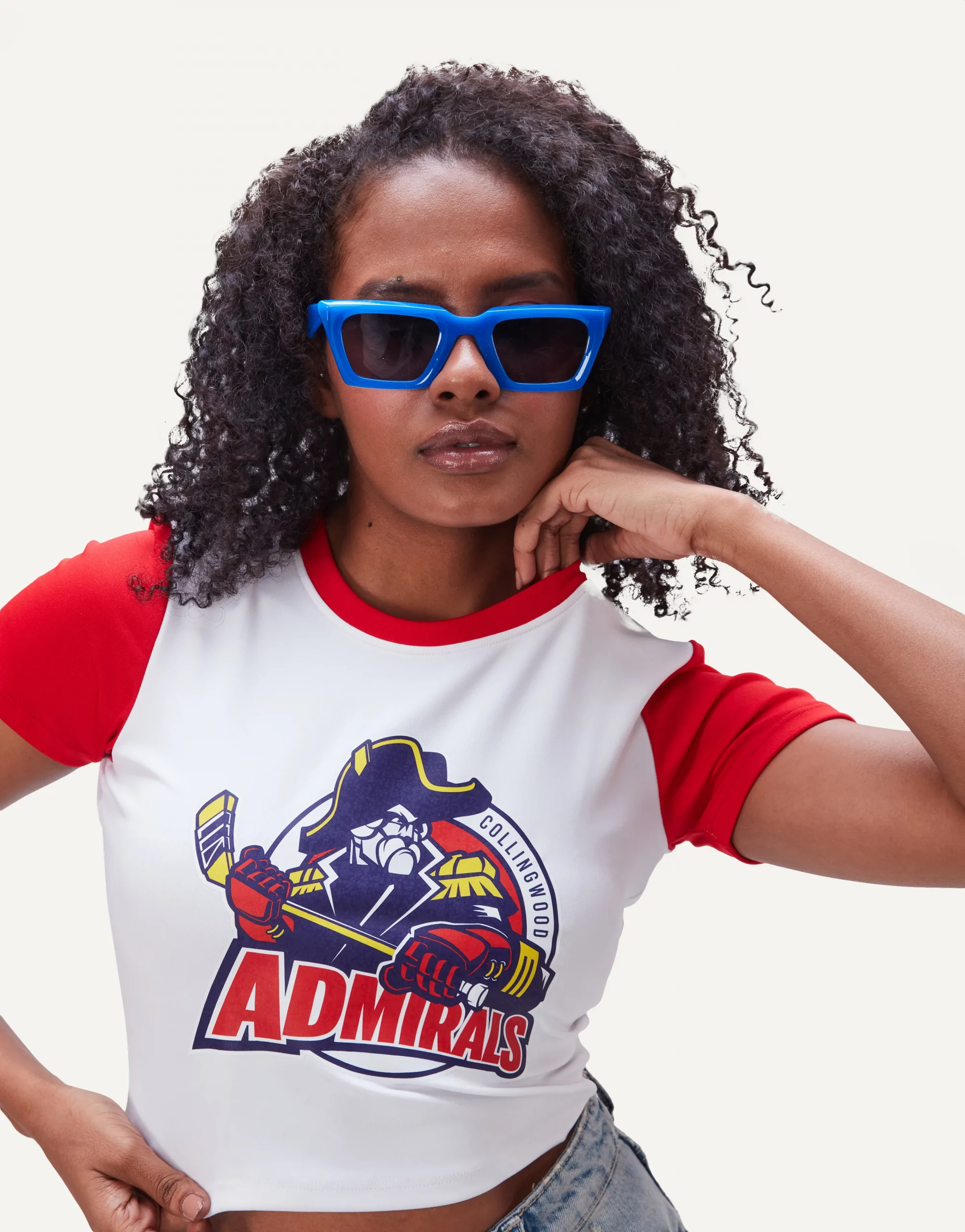 White Red Graphic Baby Tee - NEWME