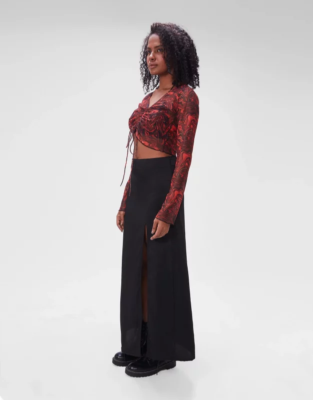 Red Marble Printed Crop Top - NEWME