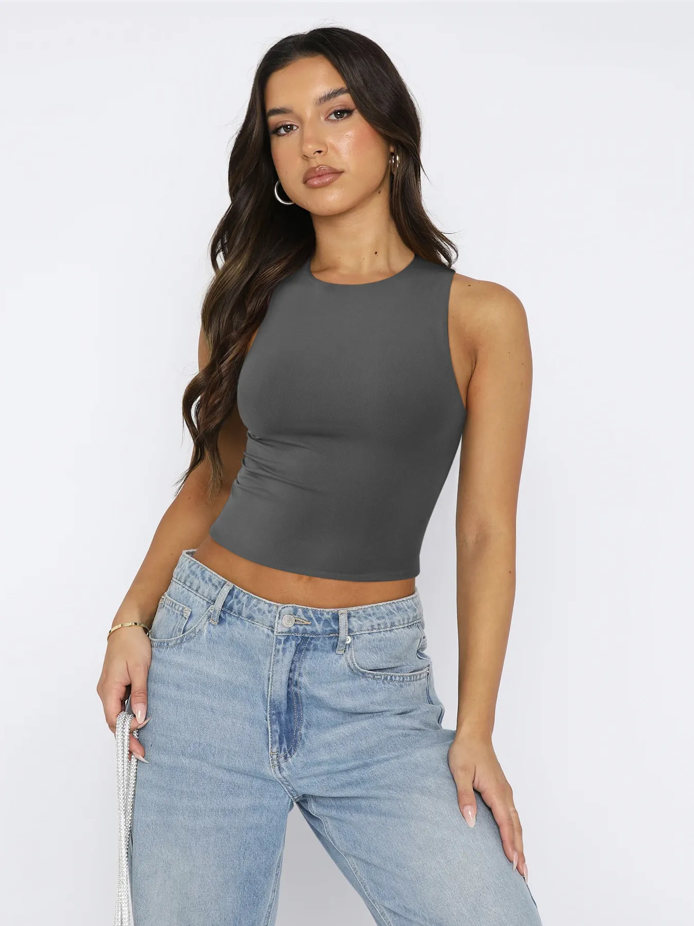 Solid Racerback Crop Top - NEWME