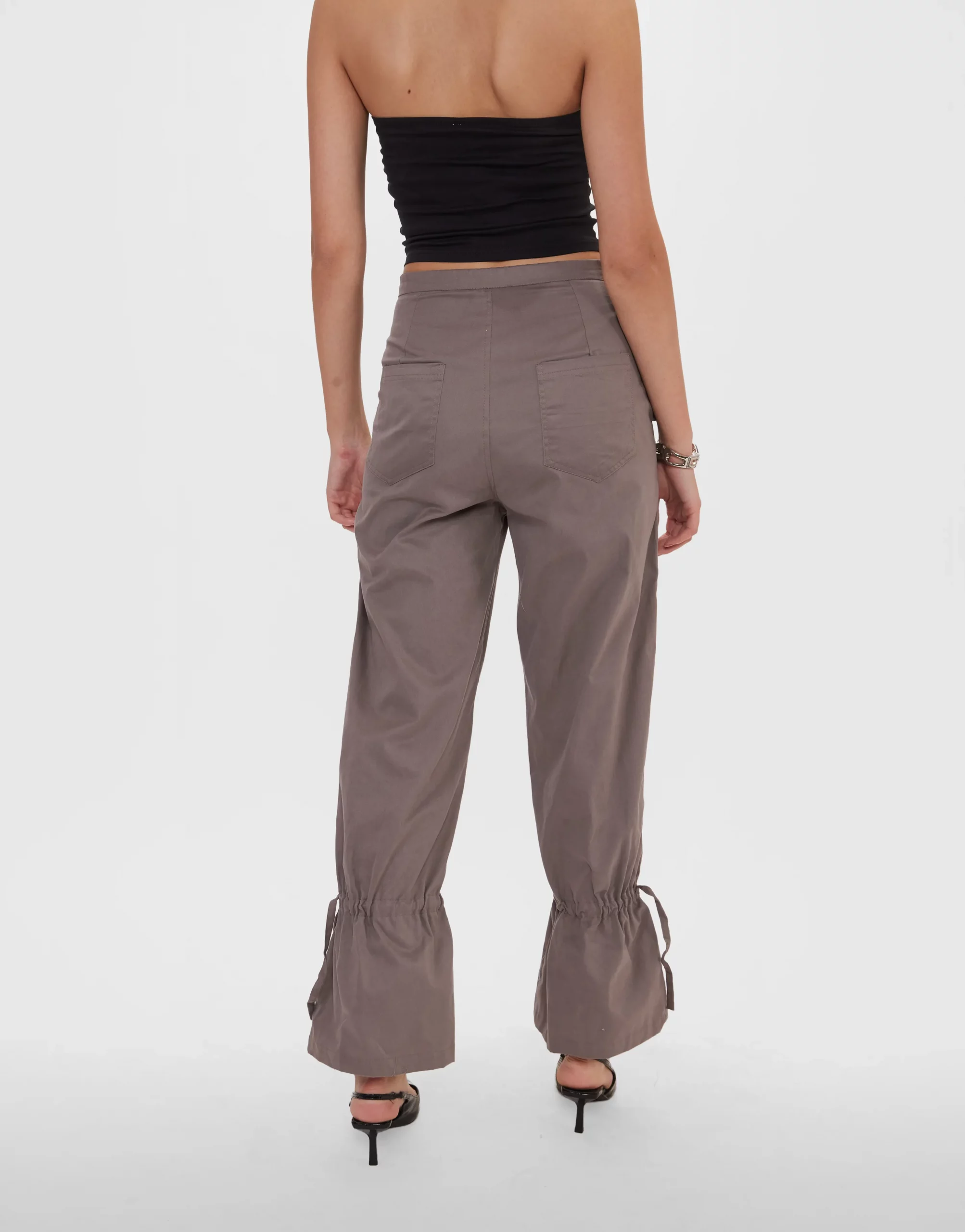 Dark Grey Pants With Adjusting Detail - newme