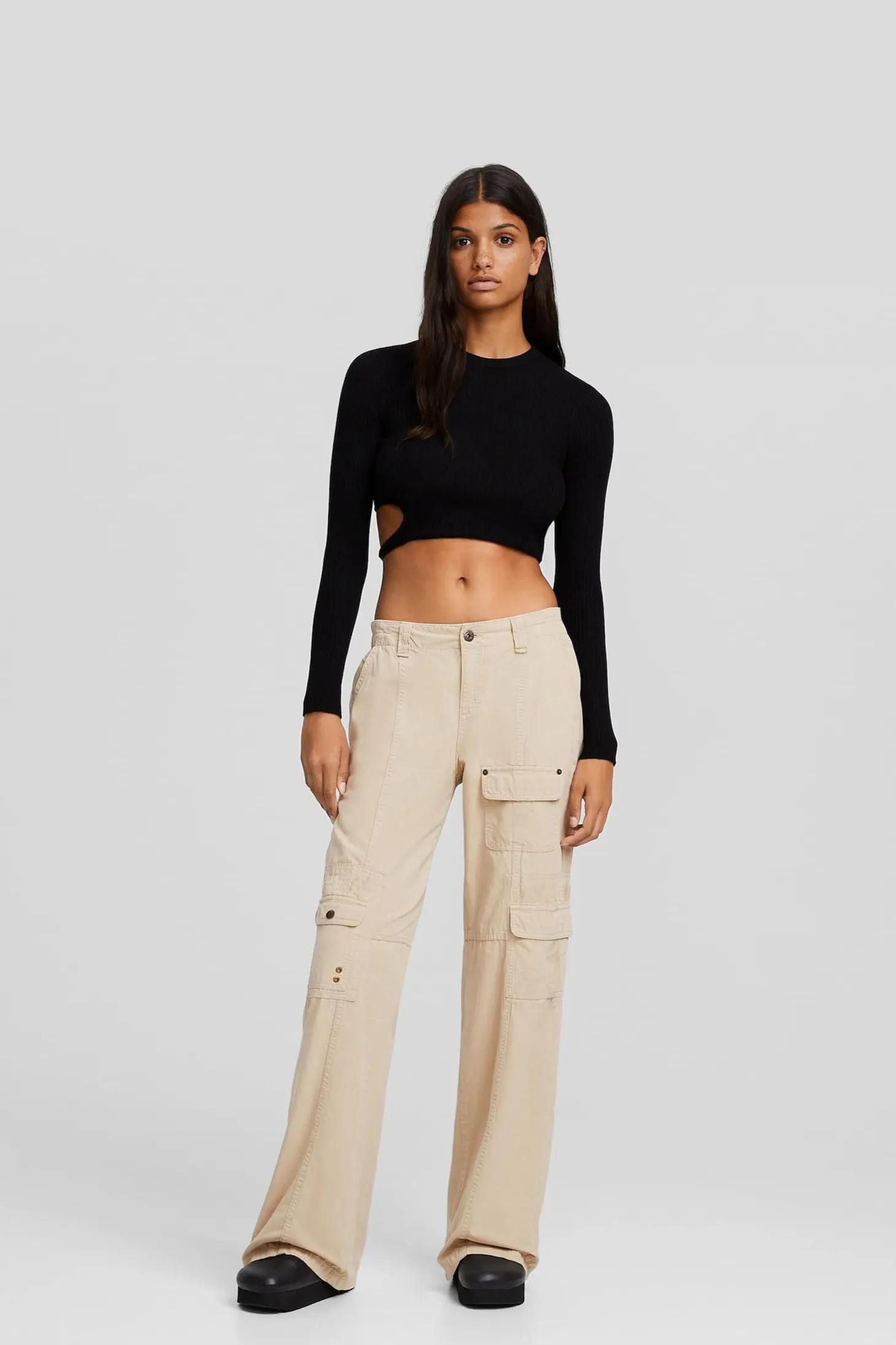 Sand Cotton Cargo Trousers - NEWME