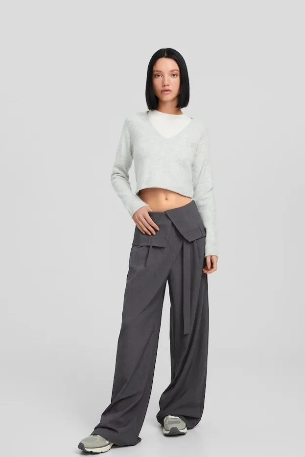 Solid Pants With Sash Waist - NEWME