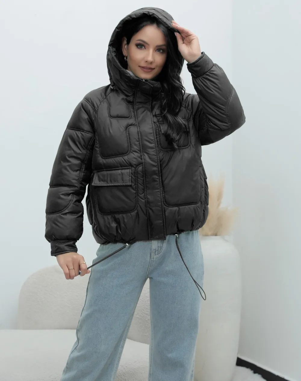 Zip Front Puffer Jacket - NEWME