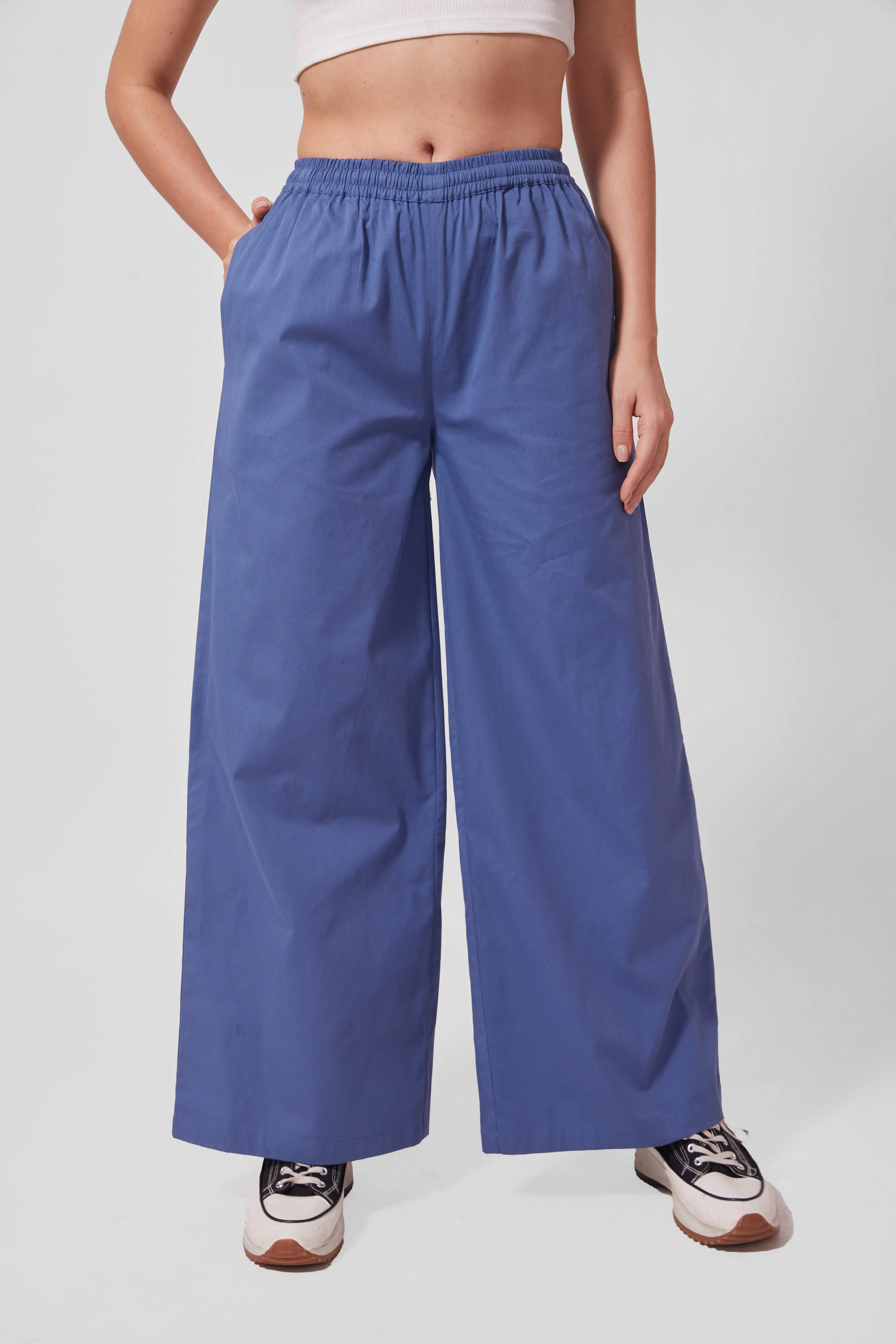 Wide Legged Poplin Trousers - NEWME