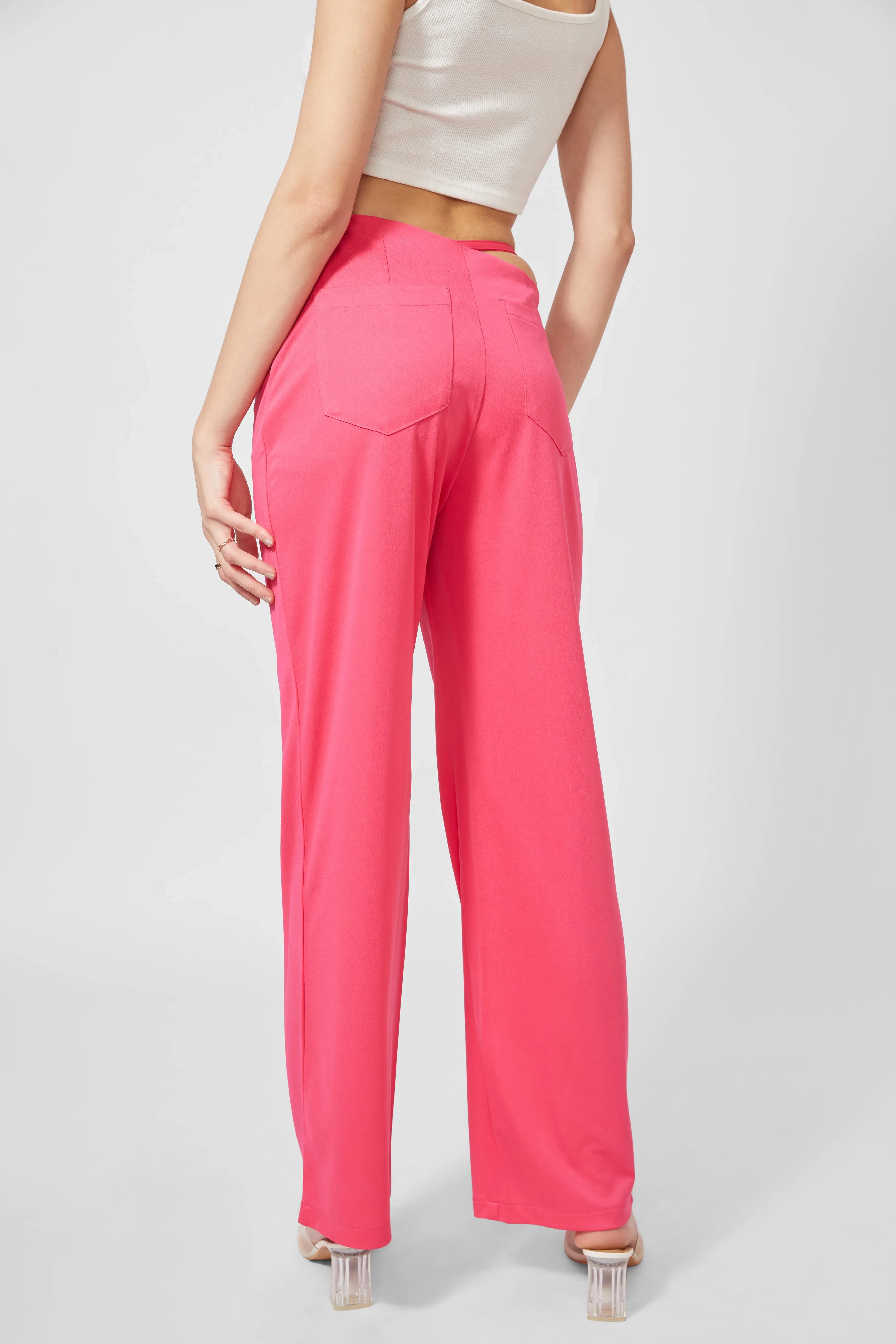 Solid Layered Straight Trousers - newme