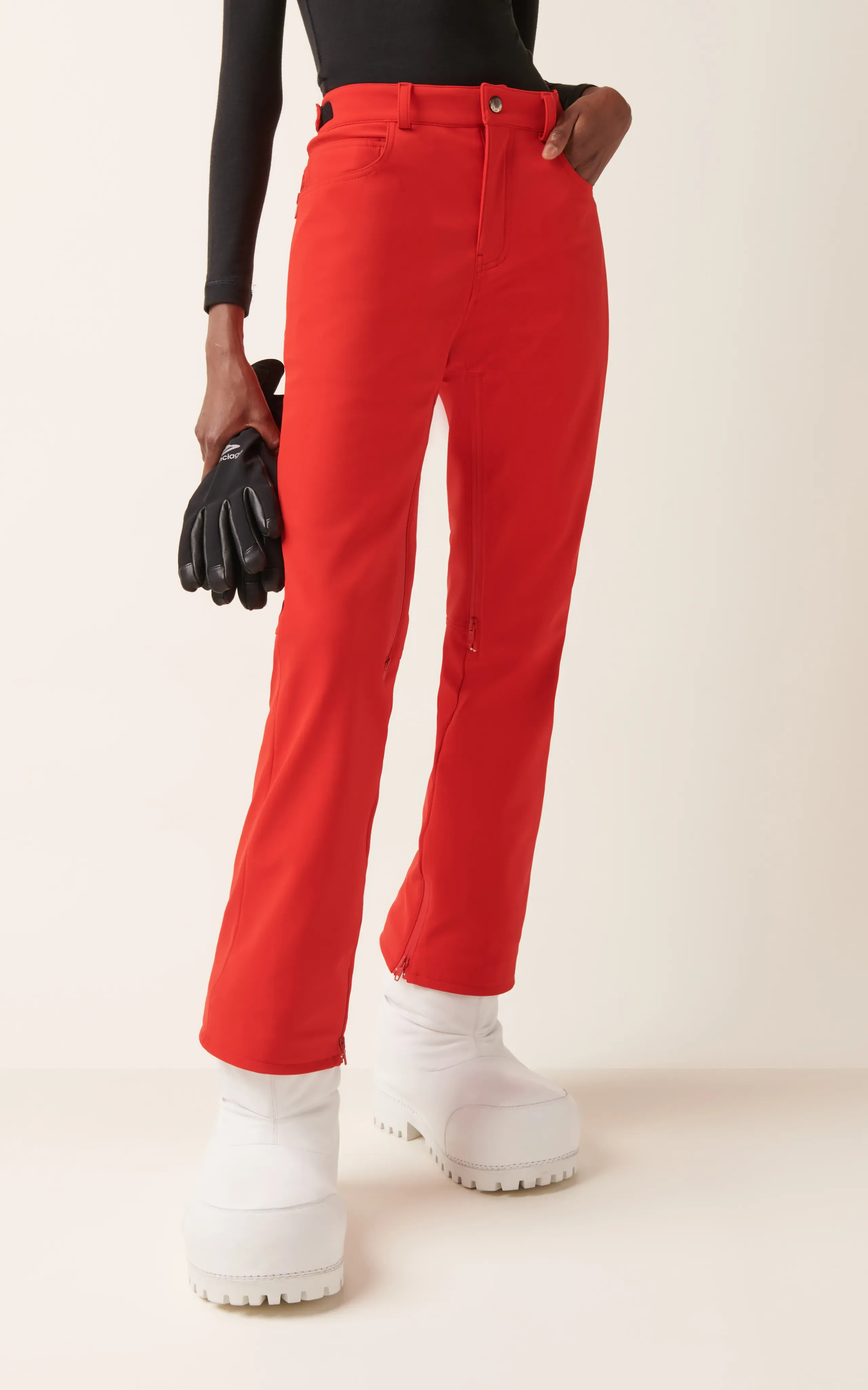 Red Flare Fit Trousers - NEWME