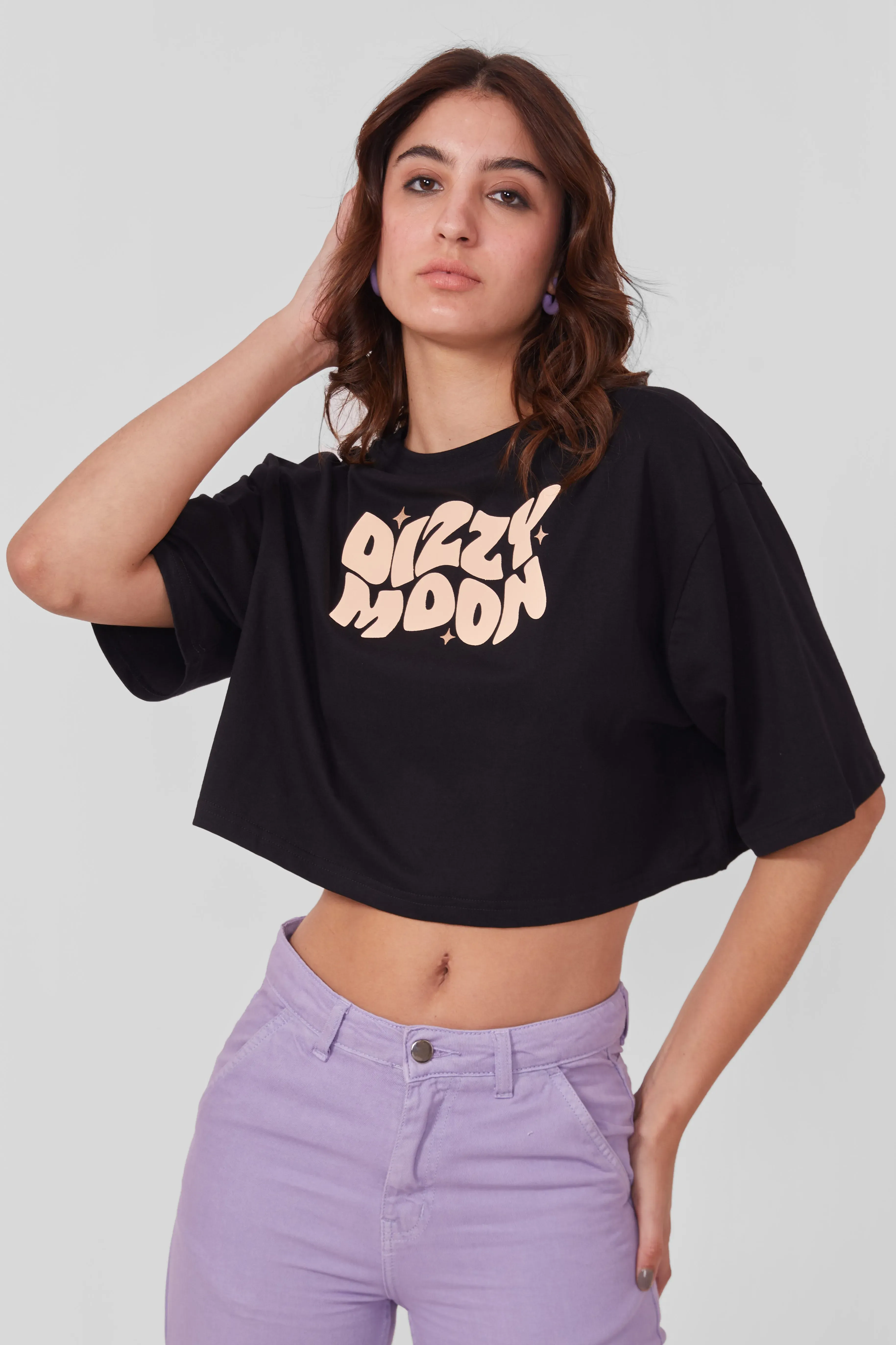 Dizzy Moon Printed Cropped Tshirt - NEWME