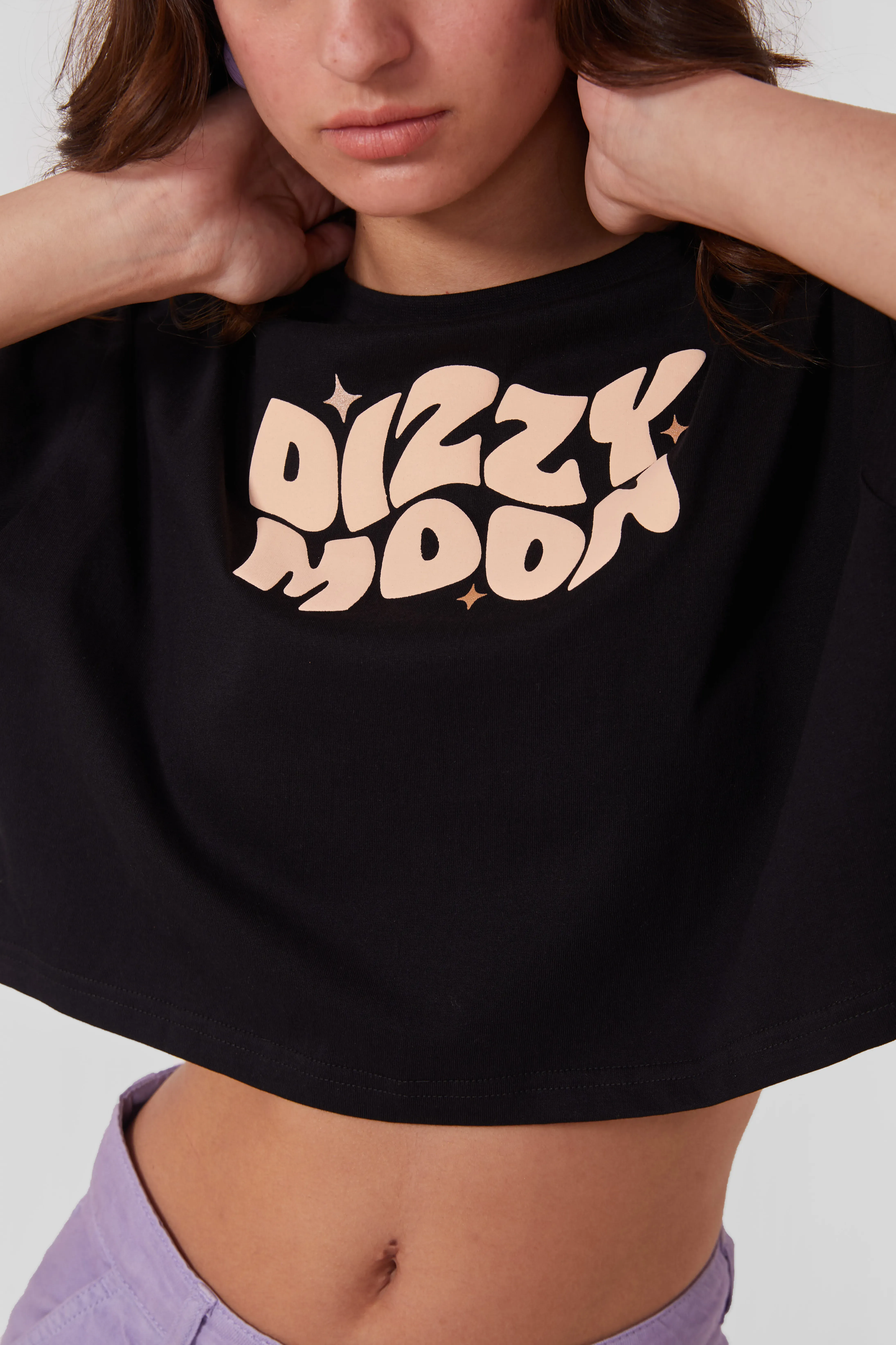 Dizzy Moon Printed Cropped Tshirt - newme