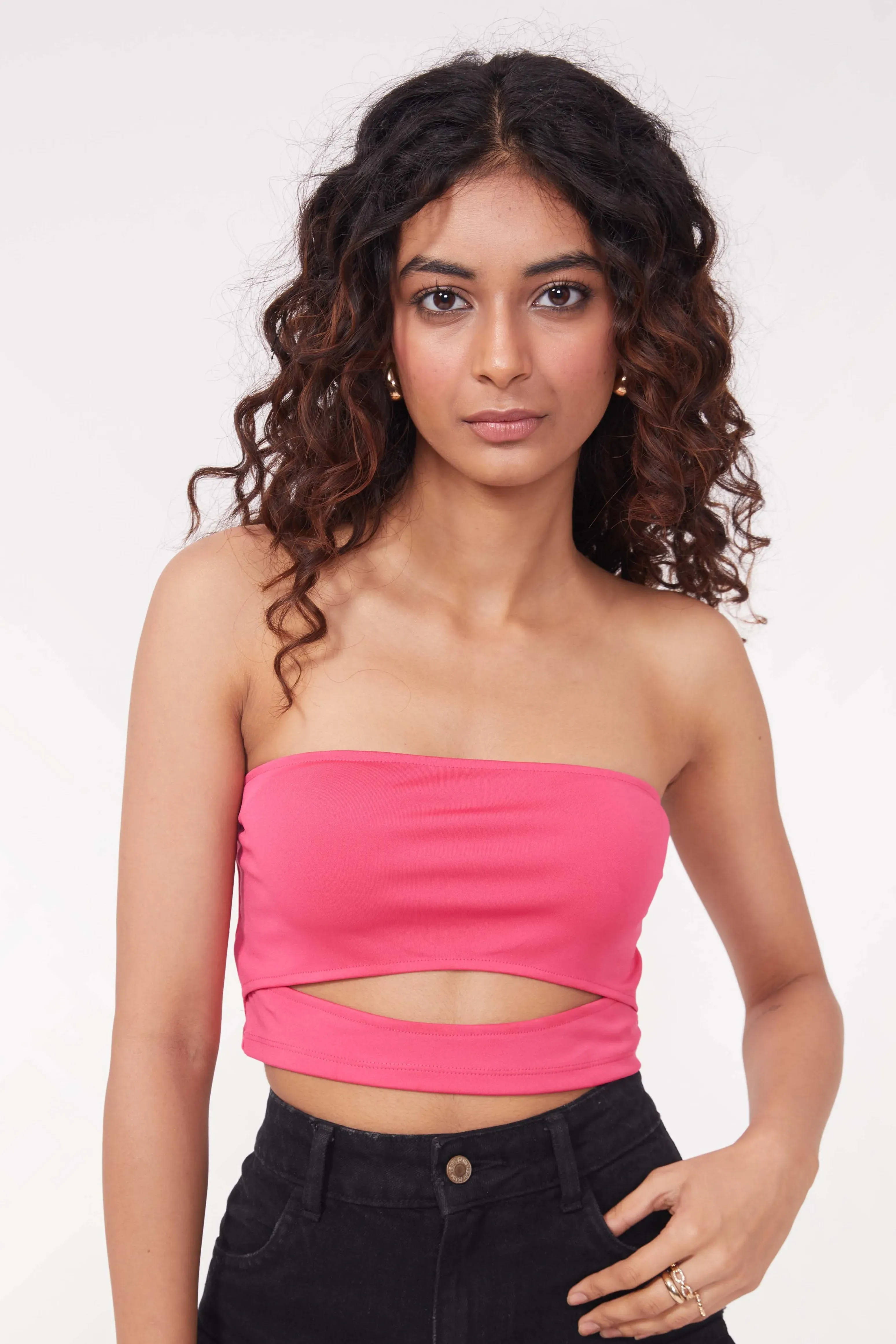 Solid Waist Cut-Out Tube Top - NEWME