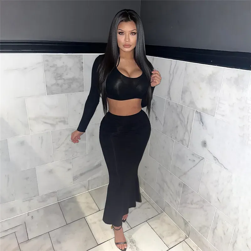 Black Scoop Neck Slim Fit Co-Ord Set - NEWME