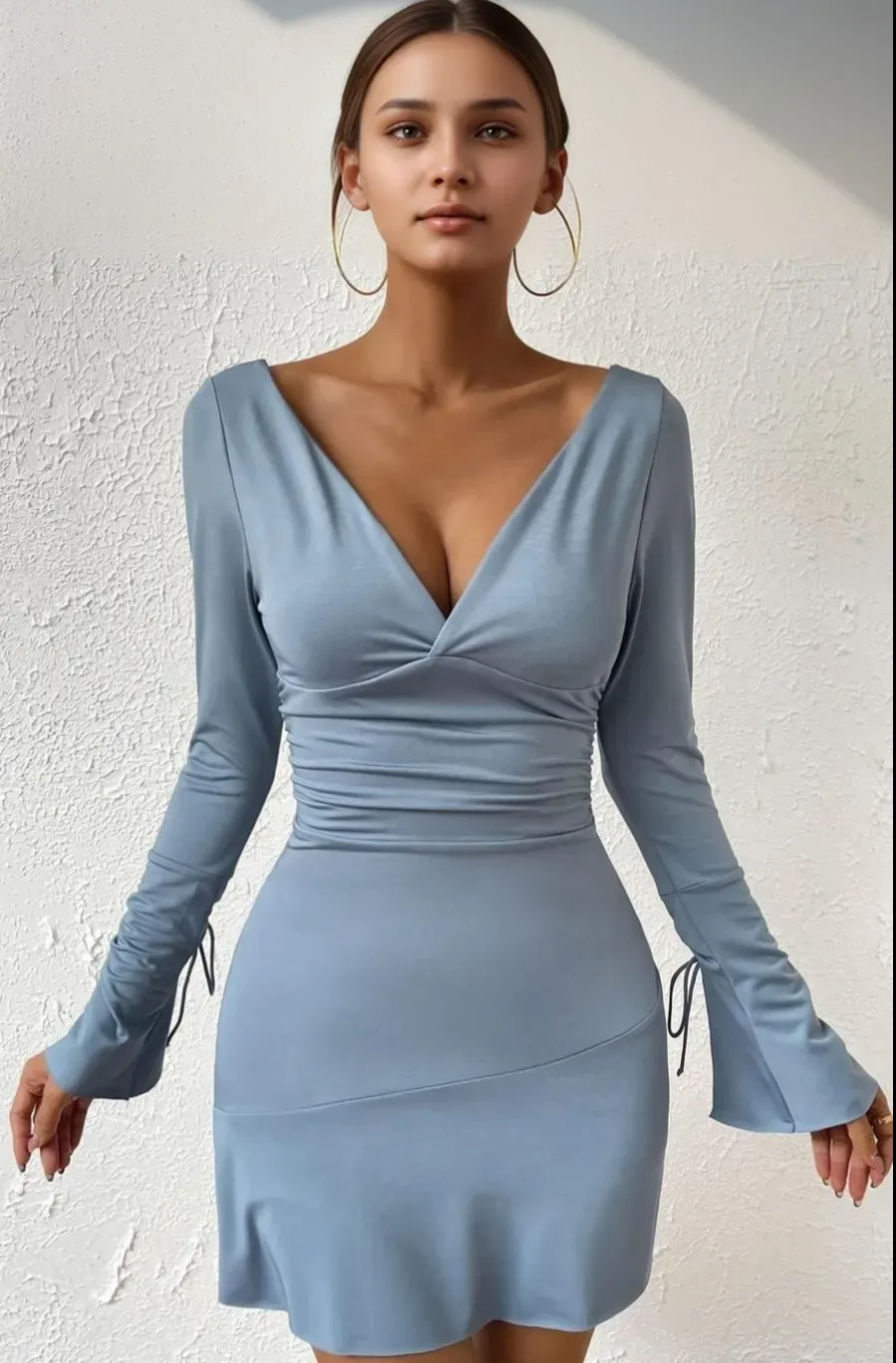 Bell Sleeve Bodycon Mini Dress - NEWME