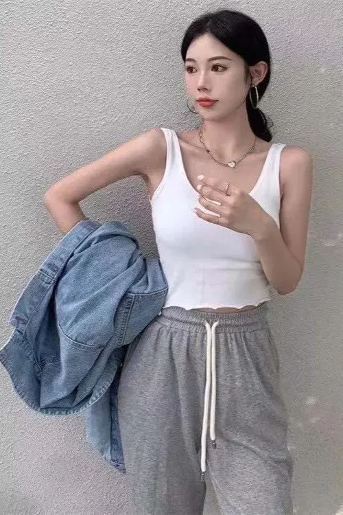 White Solid Fitted Tank Top - NEWME