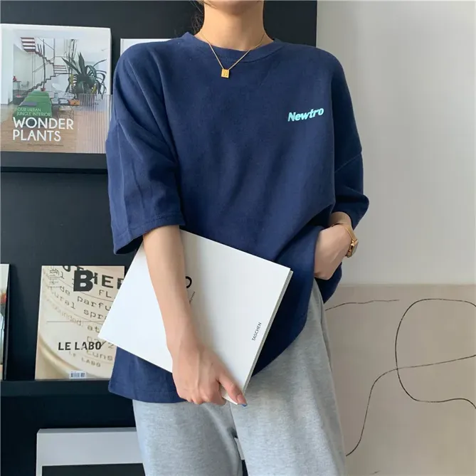 Dark Blue Oversized Longline Tshirt - NEWME
