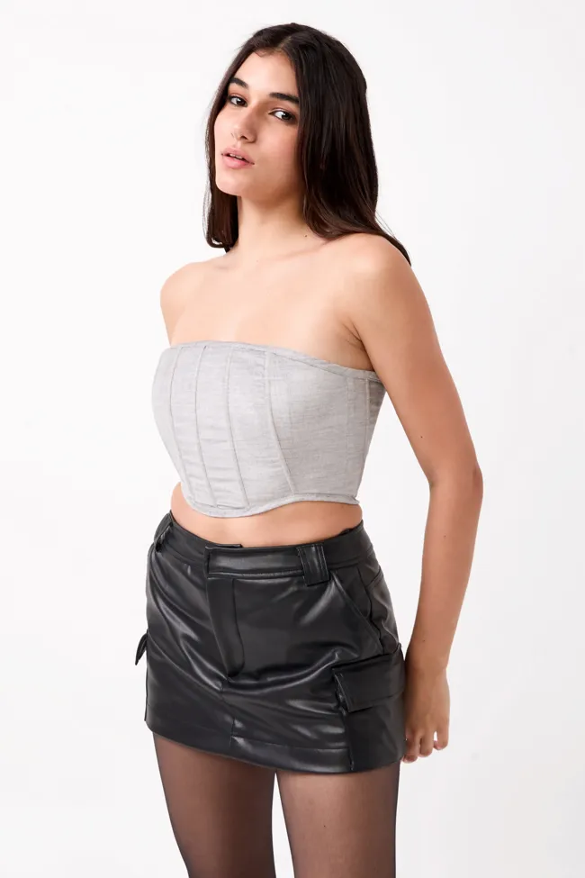 Grey Fitted Corset Top - NEWME